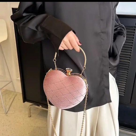 Bags | Heart Shape Handbag Womens Pink Wedding Purse New Woman Evening ...